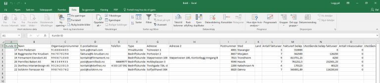 Importere og behandle CSV-filer i regneark | Conta Hjelp