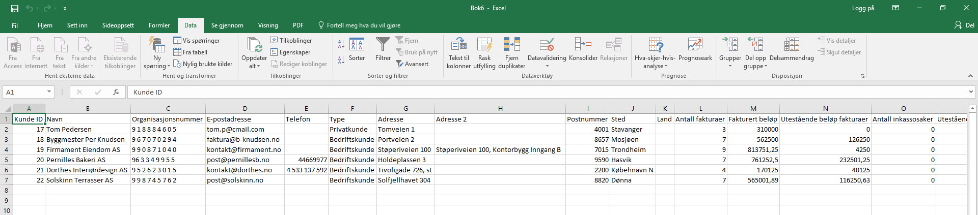 Importere og behandle CSV-filer i regneark | Conta Hjelp