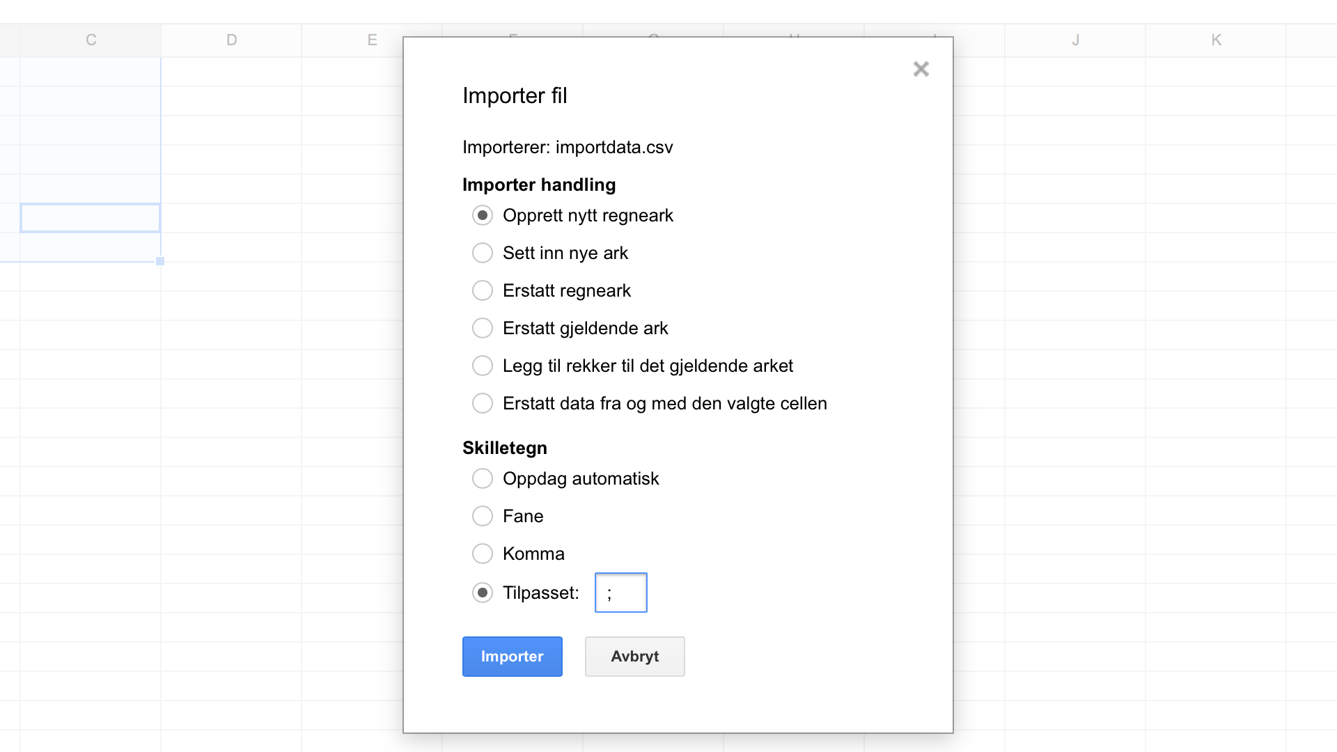 Importere og behandle CSV-filer i regneark | Conta Hjelp